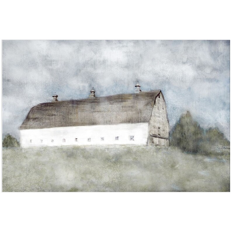 White Barn Farm Art Print Country Scene Realistic Lanscape - Etsy
