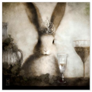 French Country Rabbit With Crown Wall Art Print Regency Formal Dining ...