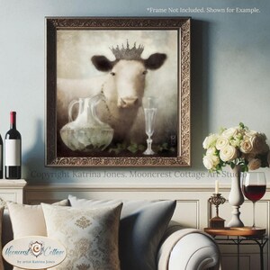 French Country Cow With Crown Wall Art Print - Etsy