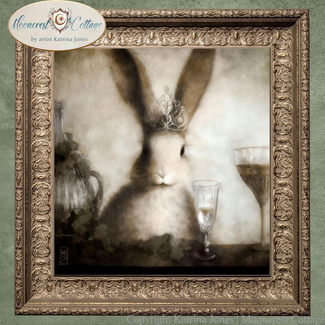 French Country Rabbit With Crown Wall Art Print Regency Formal Dining ...