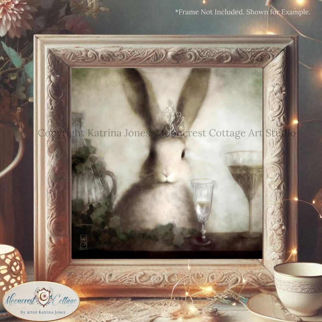 French Country Rabbit With Crown Wall Art Print - Etsy