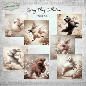 Playful Spring Rabbit Art Print Cute French Country Animal Art Easter ...