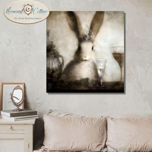 French Country Rabbit With Crown Wall Art Print Regency Formal Dining ...