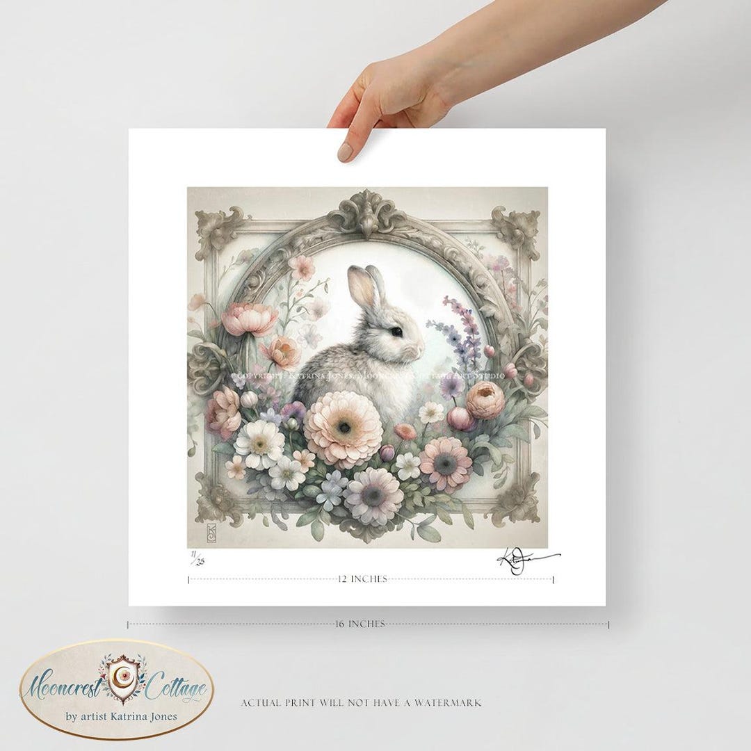 Flower Garden Rabbit Art Fine Art Print Giclee Limited Edition Art ...