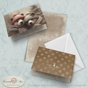 Winter Nature Wildlife Blank Greeting Cards - Cute Bear Pair Painting ...