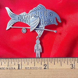 Vintage Sterling 925 Silver Fish Pin Brooch Fishing Made in Mexico ...