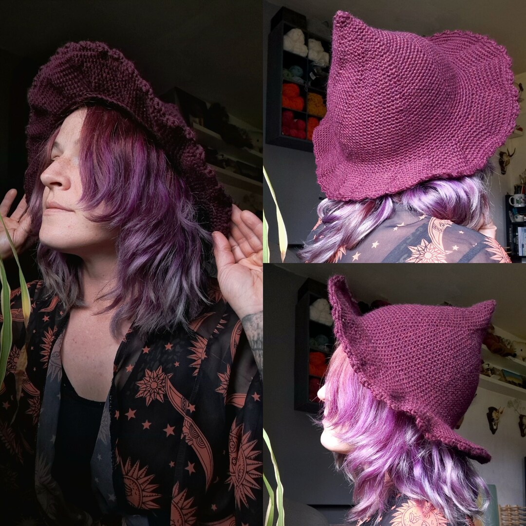 Red Wine Sprite Cap, Crochet Witch Hat - Etsy