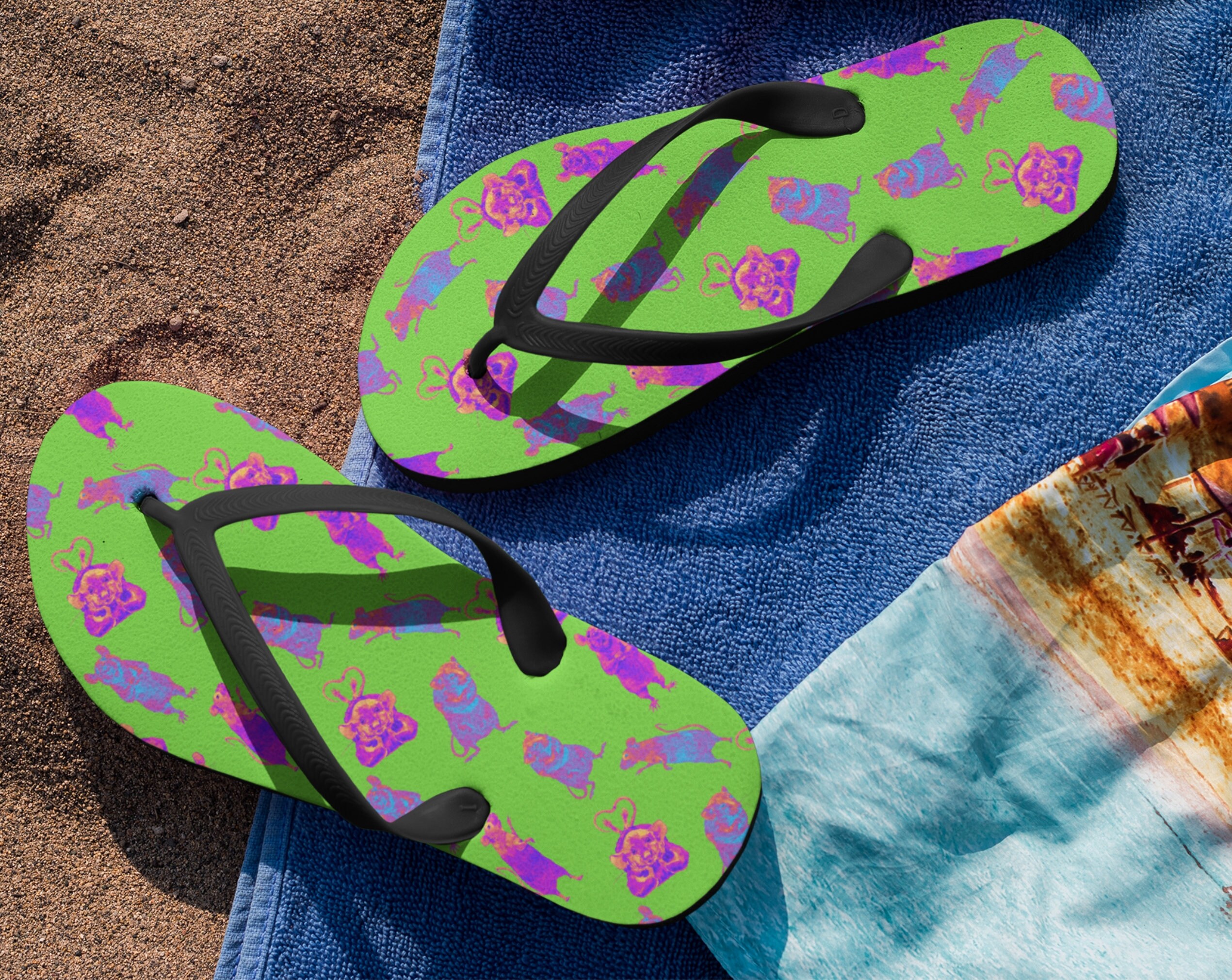 Trippy Rat Flip Flops Funky Rats Flip Flops Retro Rat Pool - Etsy UK