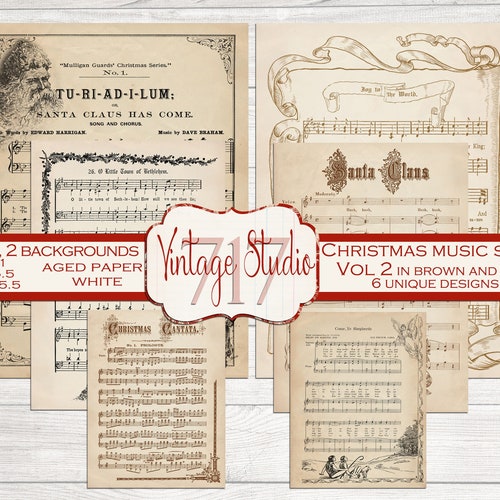 Christmas Music Paper Sheets DIGITAL VOL 2 6 Unique Designs - Etsy