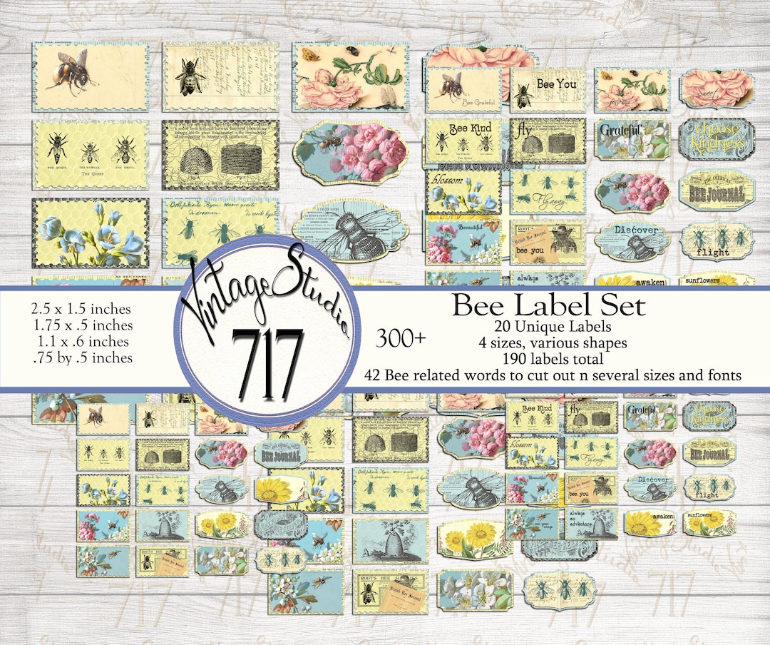 Bee Label Set - Many Shapes and Sizes - With and Without Words - Cut ...