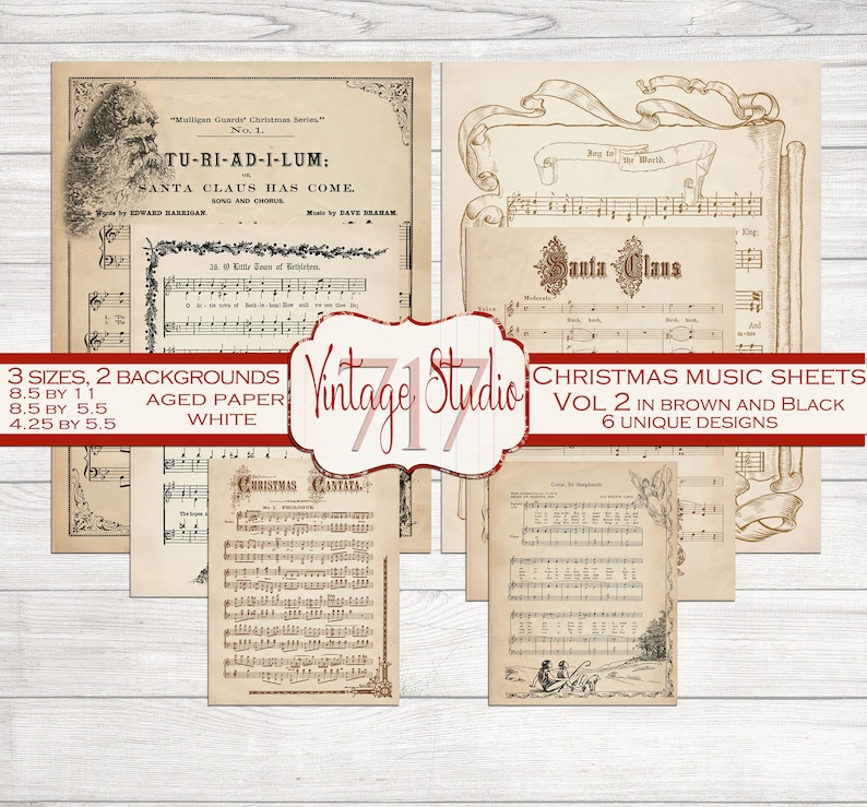 Christmas Music Paper Sheets DIGITAL VOL 2 6 Unique Designs - Etsy