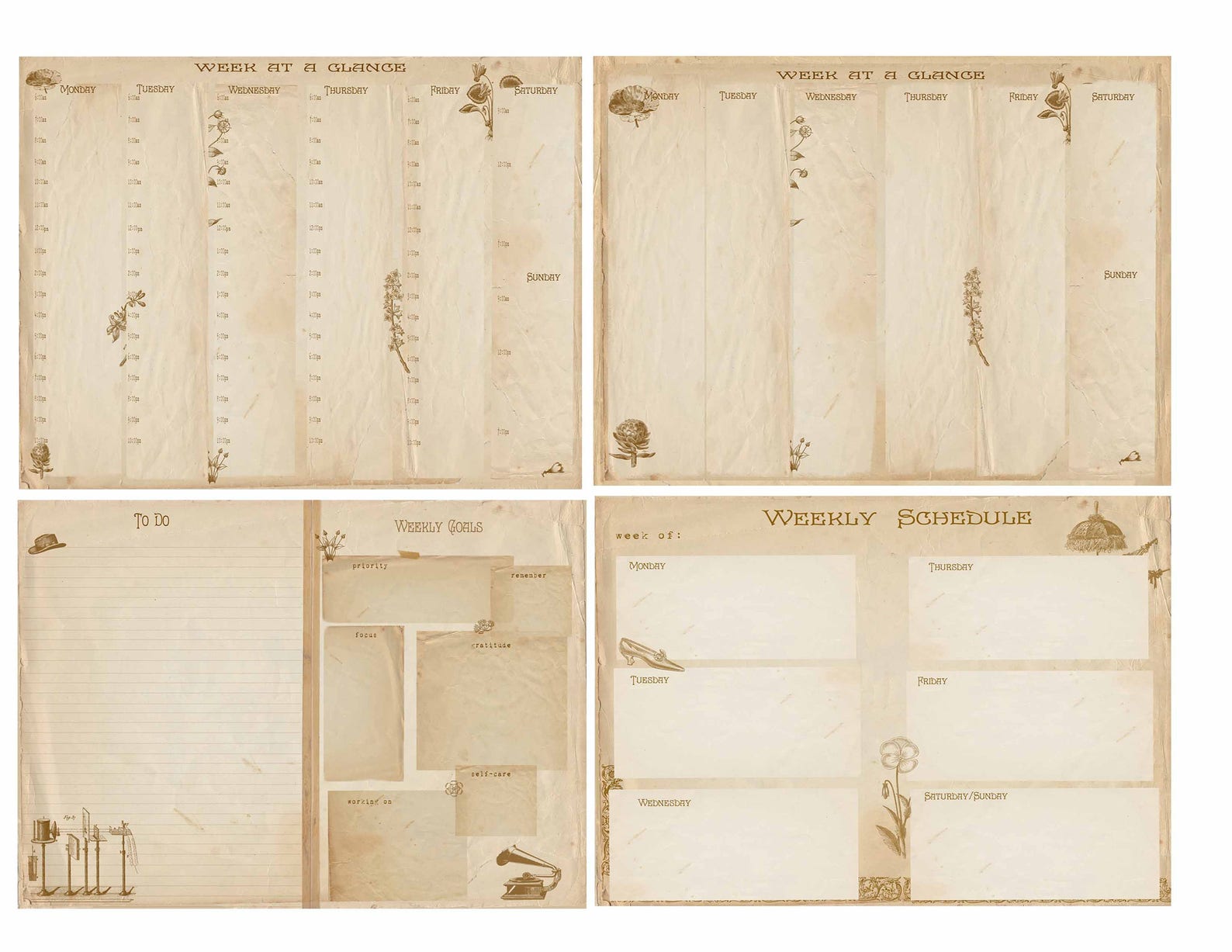 Digital Vintage Planner Printable, Steampunk Style, Victorian Images ...