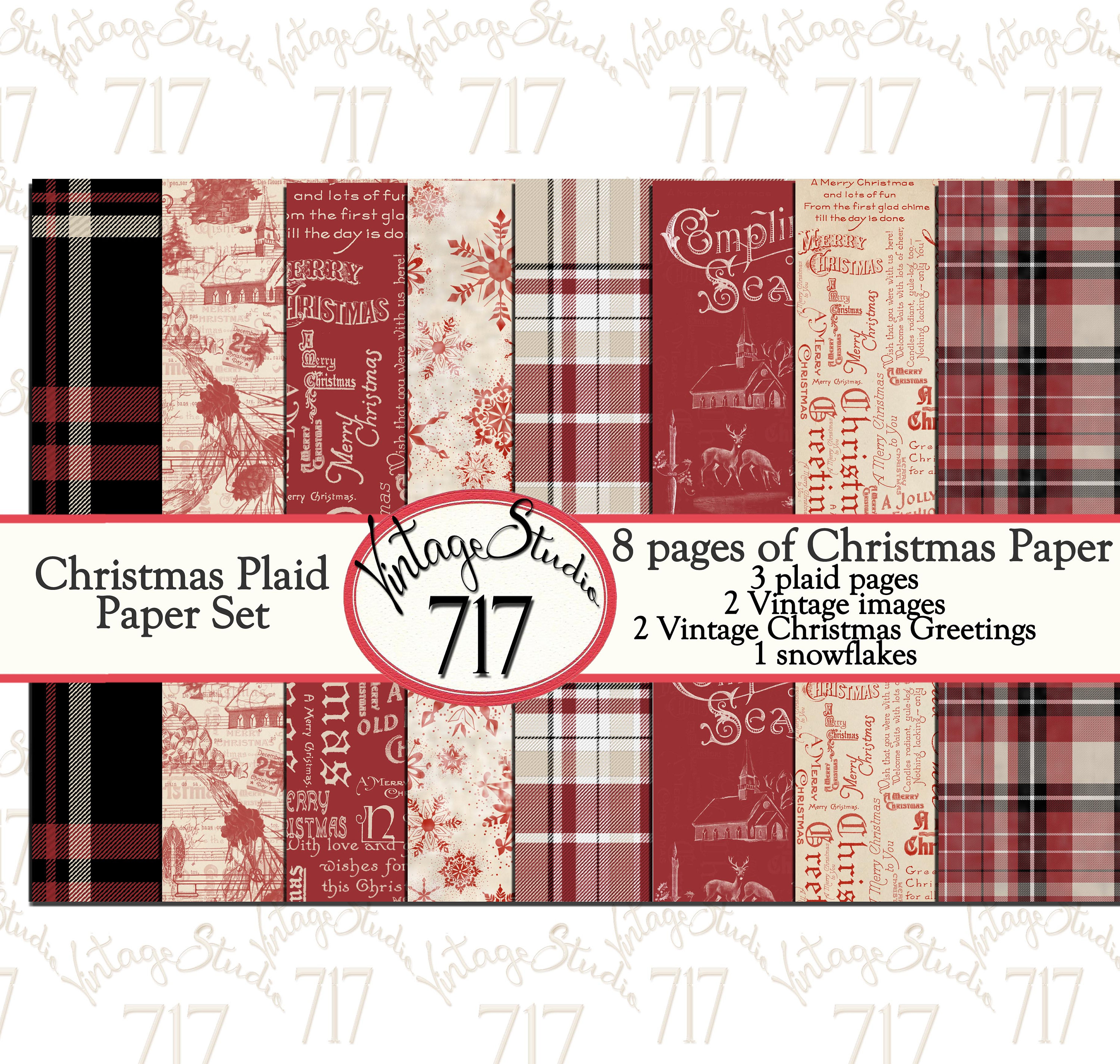 Christmas Plaid Red and Tan Paper Pack DIGITAL, - Etsy