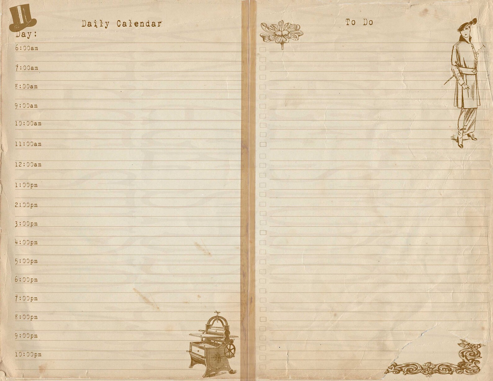 Digital Vintage Planner Printable, Steampunk Style, Victorian Images ...