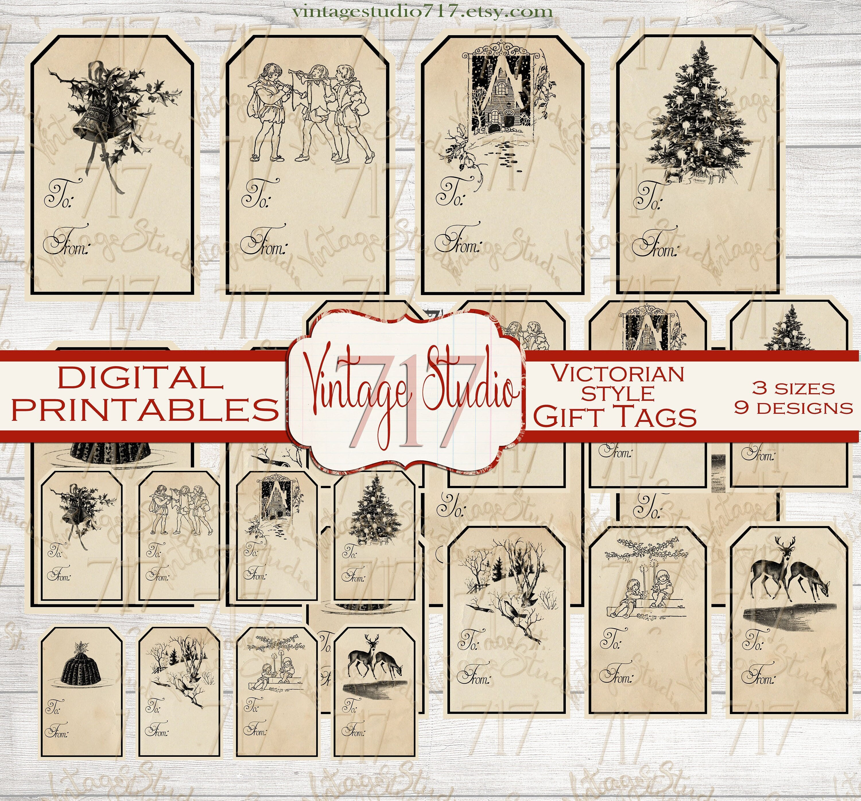 Gift Tags- Victorian Style Printable DIGITAL - Multiple Sizes - Etsy