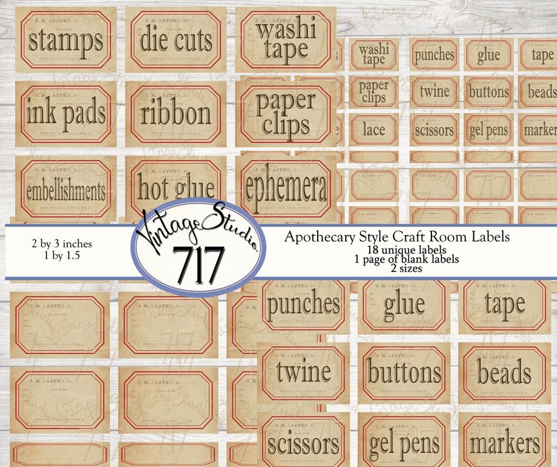 Apothecary Craft Room Organization Labels, Digital - Etsy