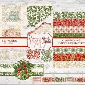 Christmas Embellishments Kit - DIGITAL - 14 Pages - Etsy