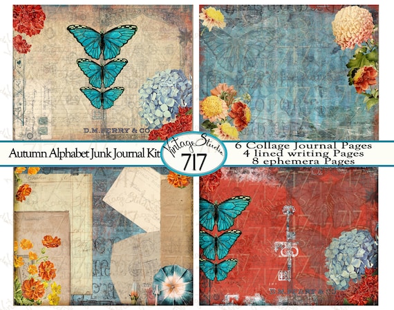 Autumn Alphabet Junk Journal Kit UPDATE PDF Added digital | Etsy
