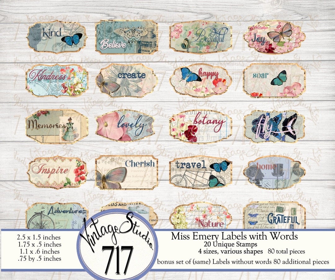 Digital Stamps/labels Multi-shaped Labels With Words - Miss Emery ...