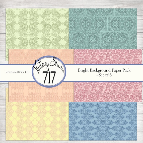 Bright Background Paper Pack 6 Pages DIGITAL Letter Size | Etsy