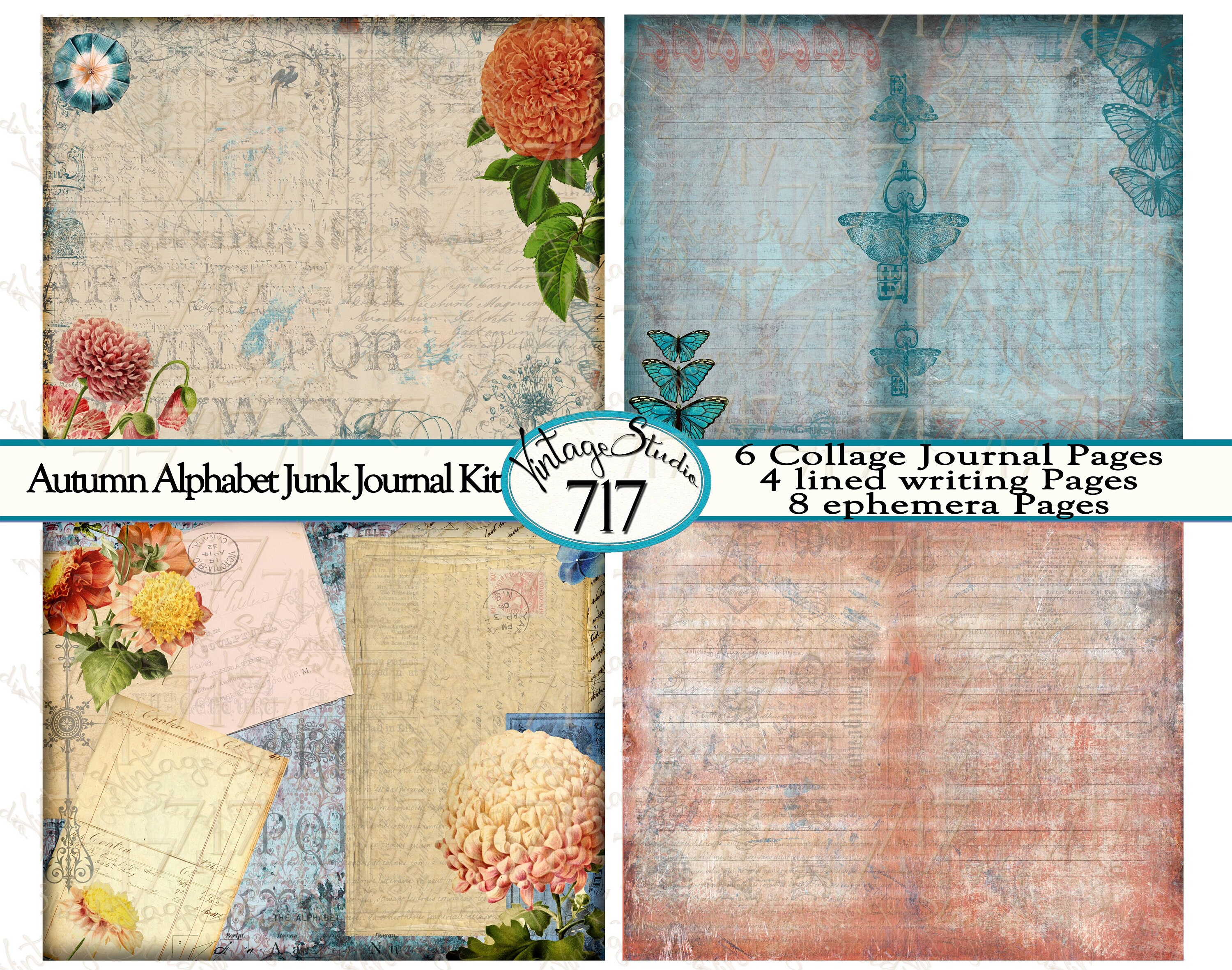 Autumn Alphabet Junk Journal Kit UPDATE PDF Added digital - Etsy