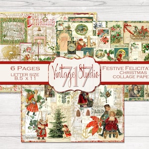 Festive Felicitations Christmas Collage Papers - DIGITAL - Etsy