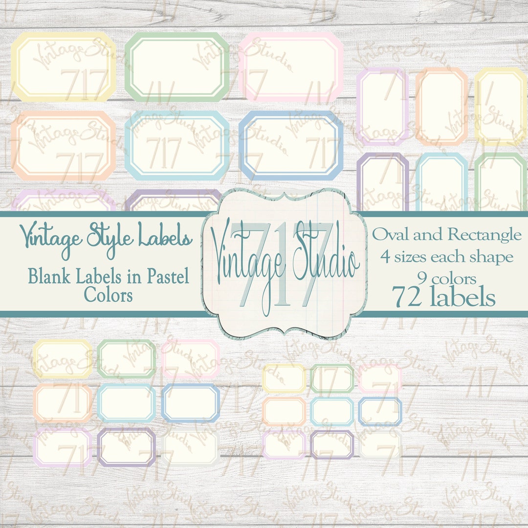 Digital Label/sticker Vintage Style PASTEL Colors Oval and Rectangle 4 ...