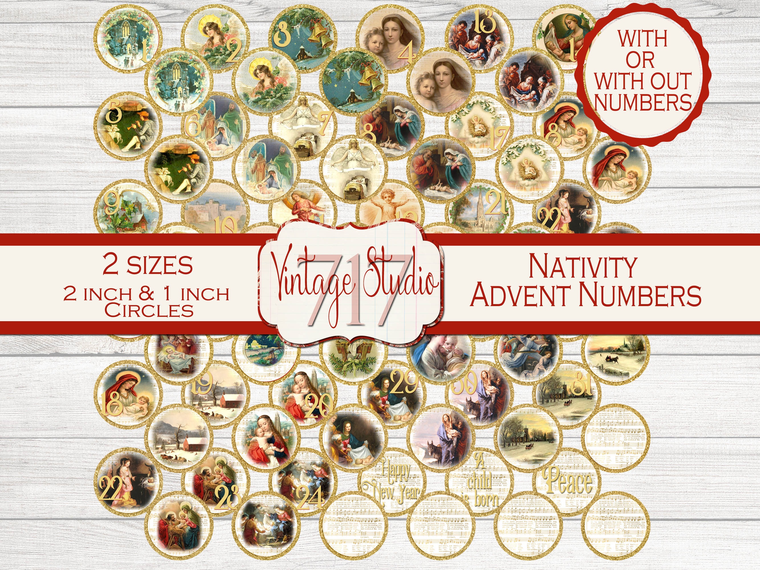 Advent Nativity Numbers, Religious December Daily, Christmas Stickers ...