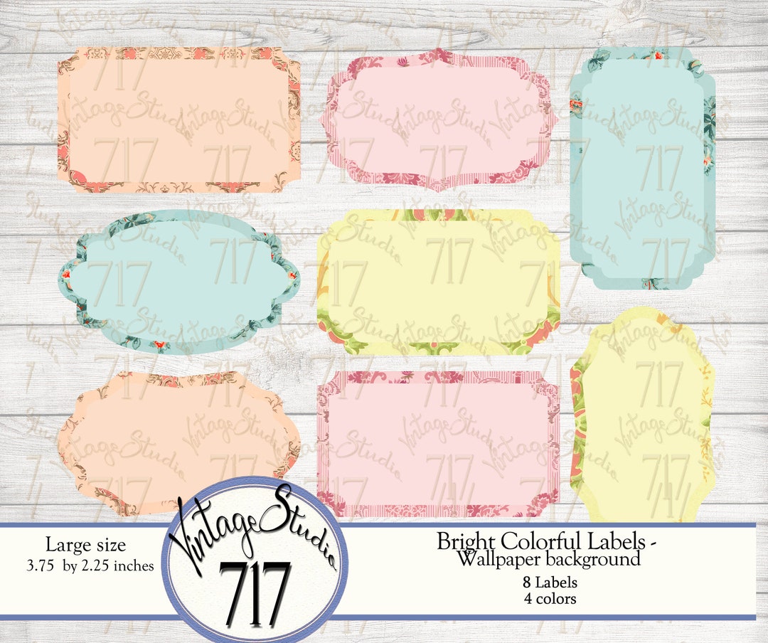 Large Bright Labels Blank -wallpaper - Ephemera- DIGITAL Printable Kit ...