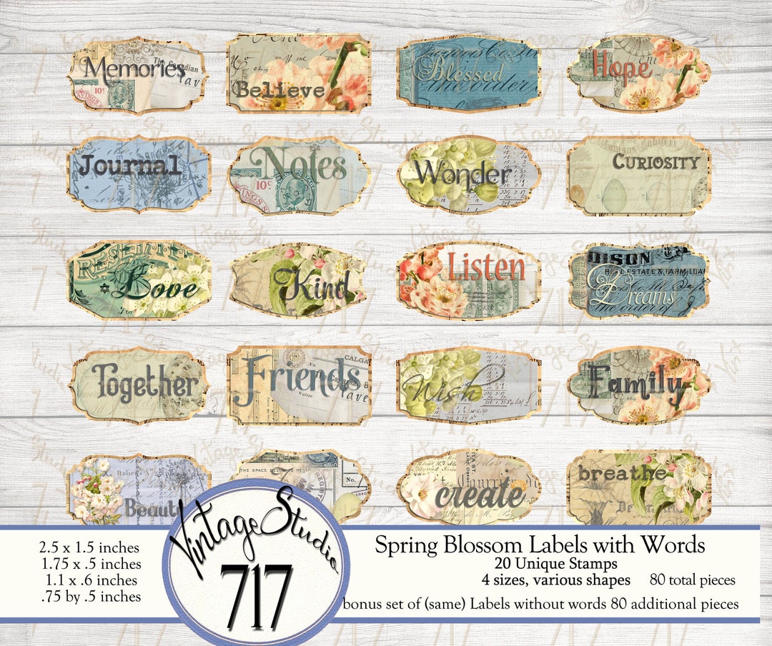 Digital Labels/stickers Multi-shaped Labels With Words - Etsy