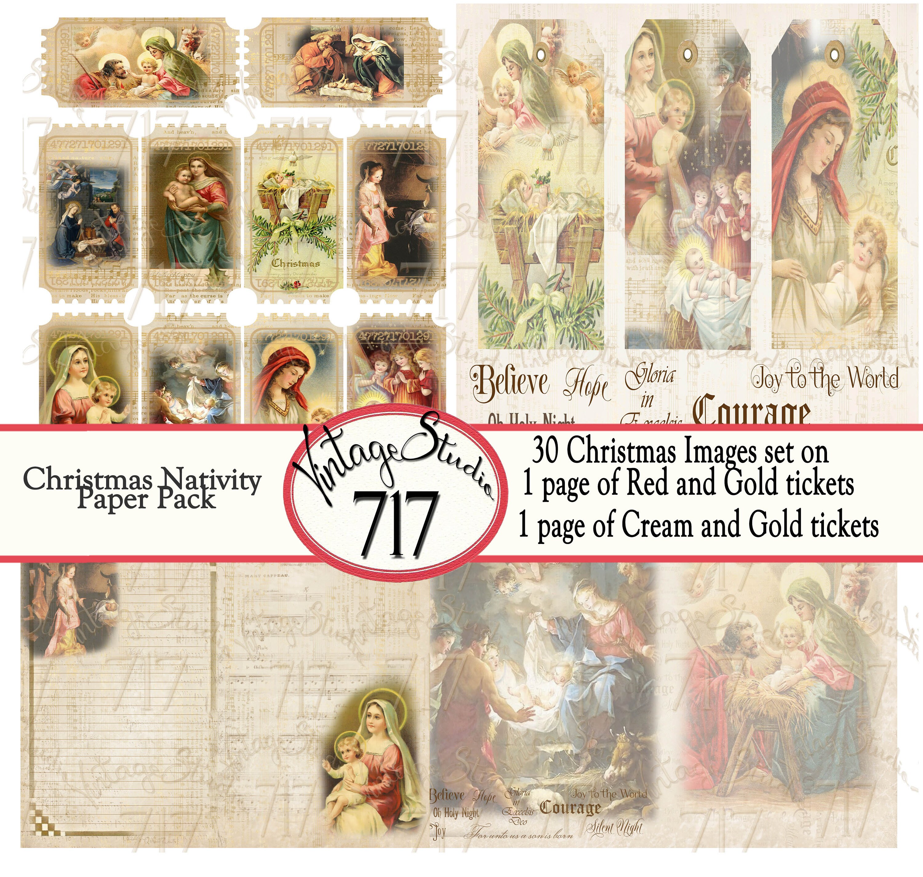DIGITAL - Christmas Nativity Paper Pack With Embellishments - Etsy