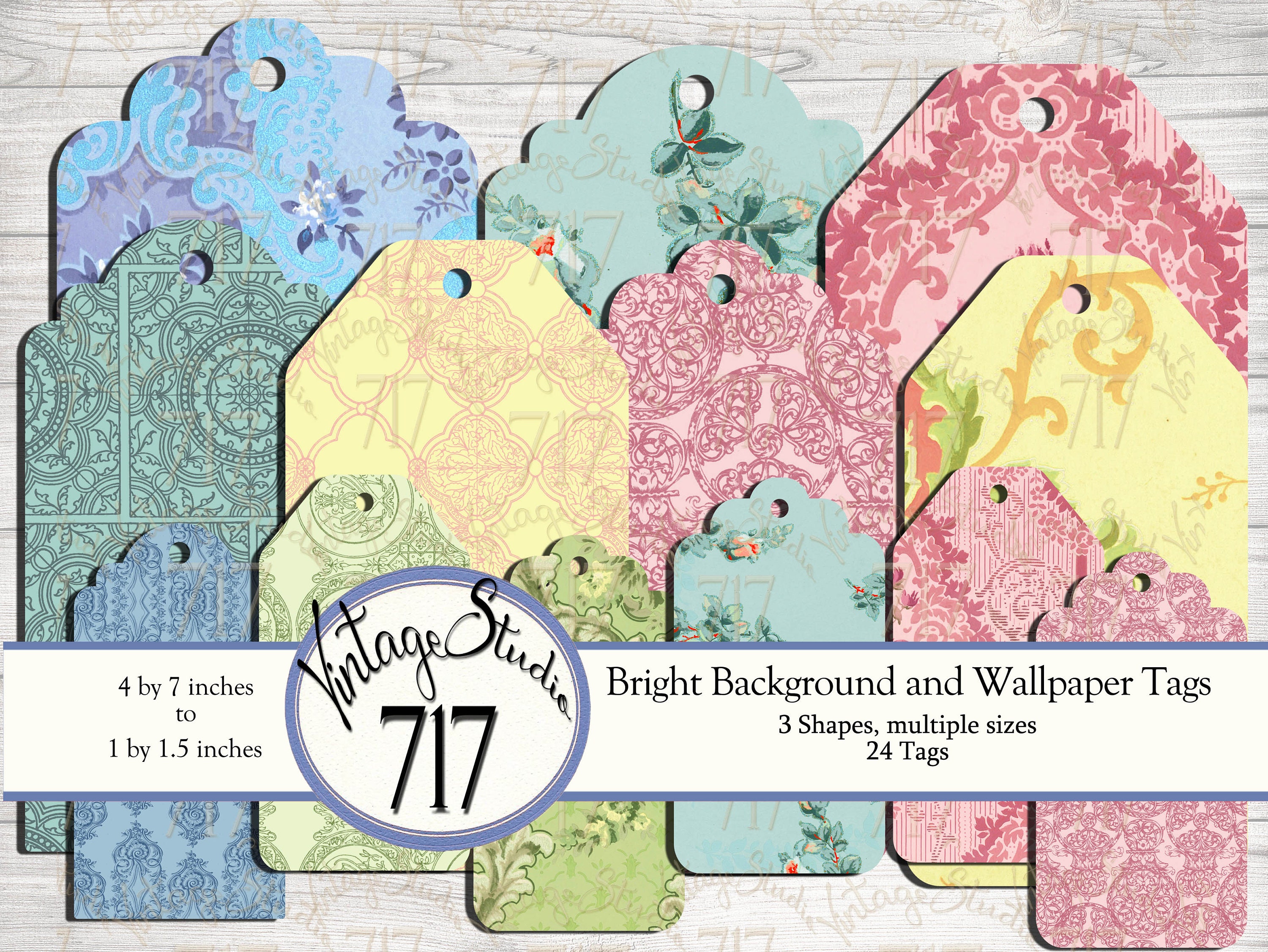 Bright Background and Wallpaper Tags 24 Tags, Multiple Sizes DIGITAL ...