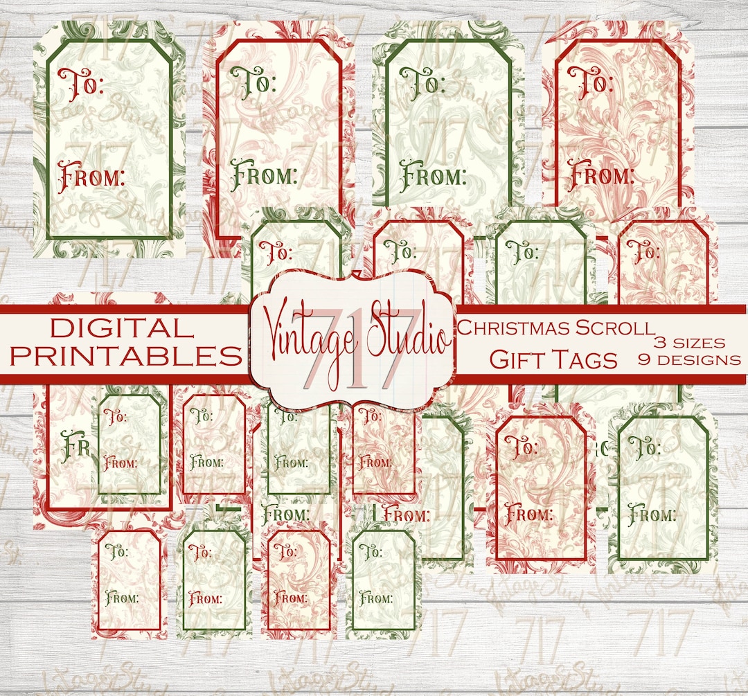 Christmas Gift Tags Printable DIGITAL - Multiple Sizes - Etsy