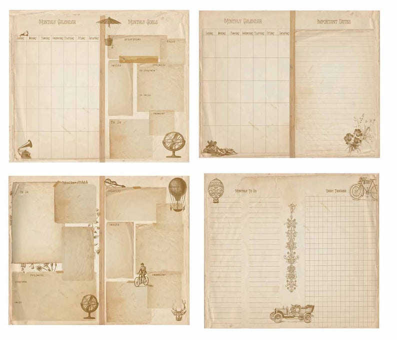 Digital Vintage Planner Printable, Steampunk Style, Victorian Images ...