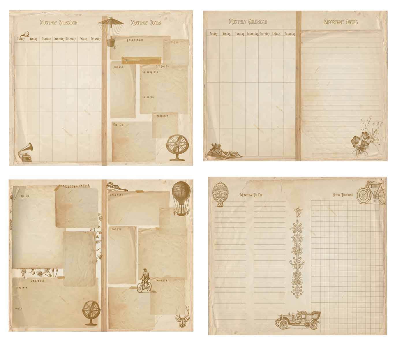 Digital Vintage Planner Printable, Steampunk Style, Victorian Images ...