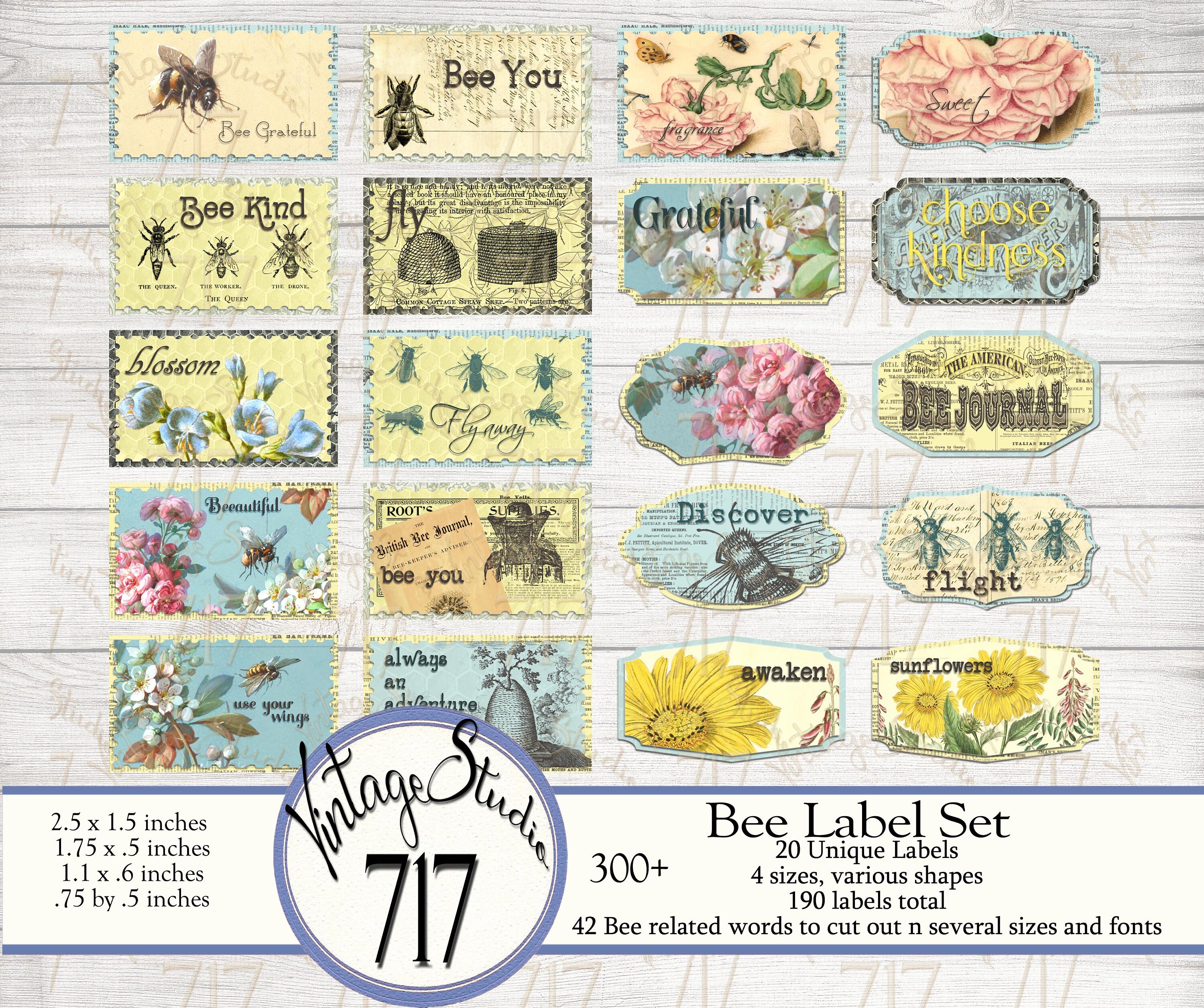 Bee Label Set - Many Shapes and Sizes - With and Without Words - Cut ...