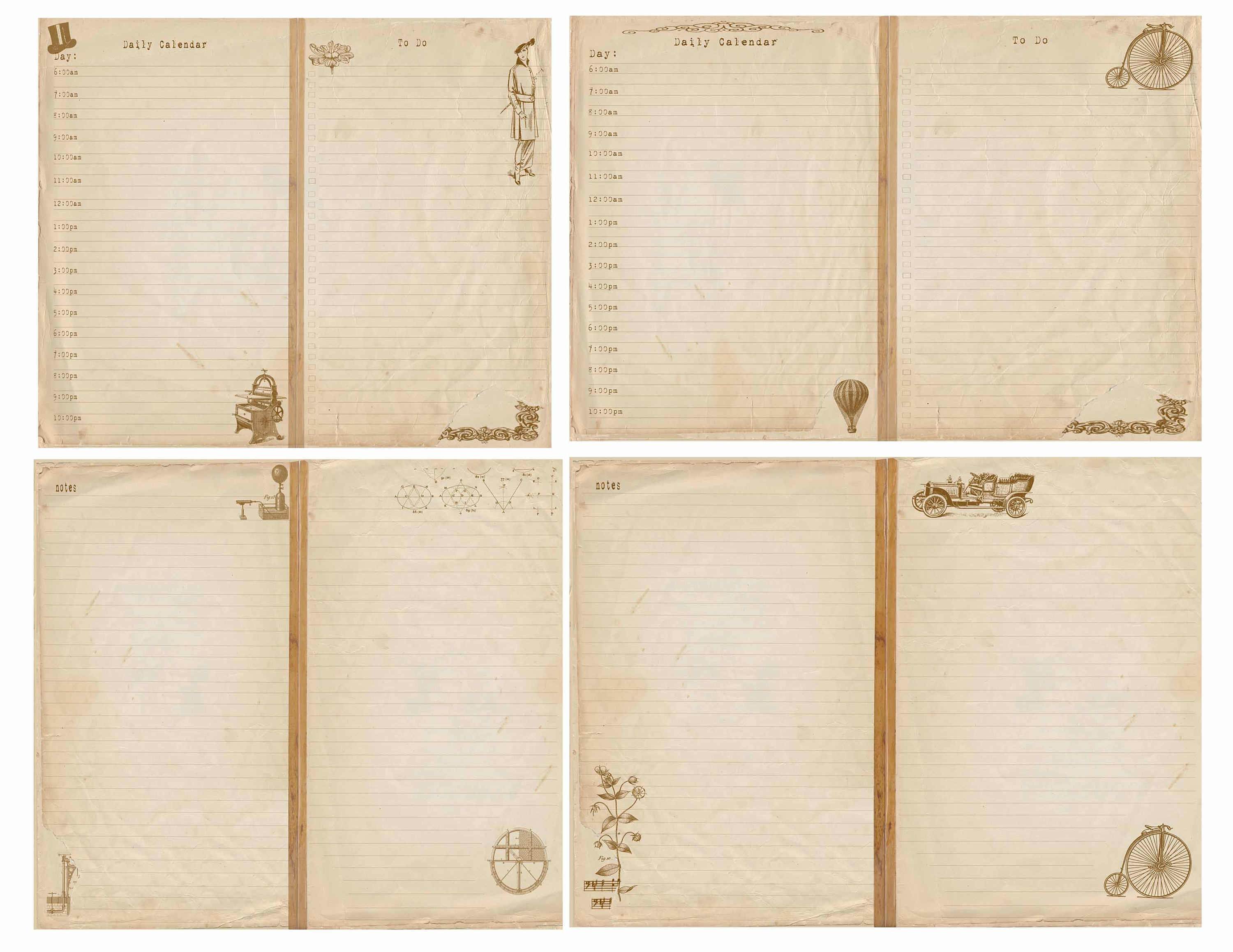 Digital Vintage Planner Printable, Steampunk Style, Victorian Images ...