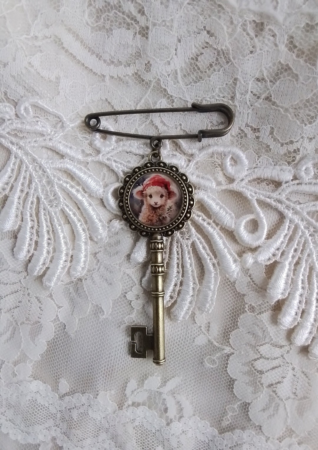 Victorian Lamb Brooch, Lamb Gift, Victorian Key Lamb Pin, Gift Ready ...