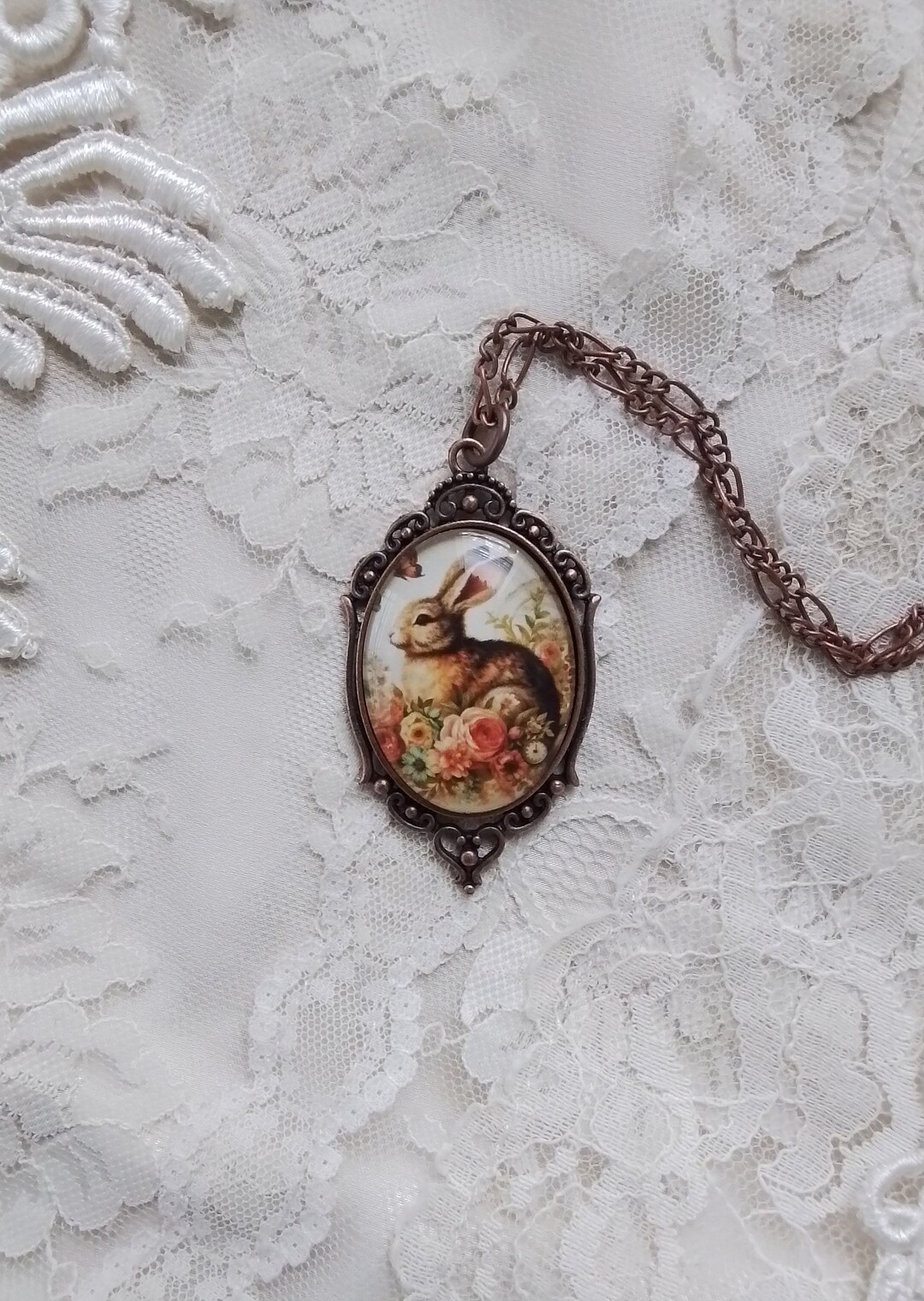 Victorian Rabbit Gift, Rabbit Jewelry, Rabbit Pendant, Bunny Gift ...