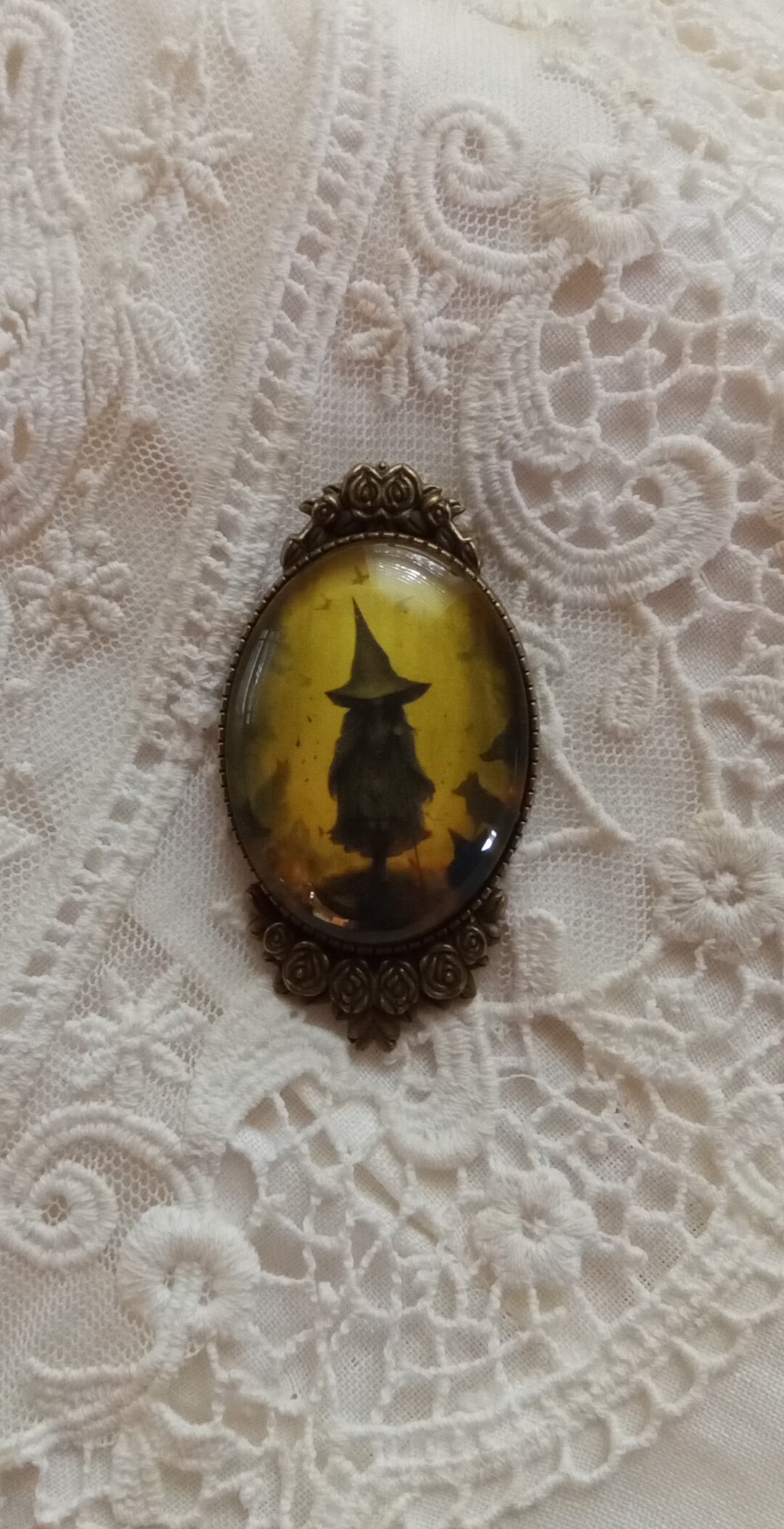 Victorian Witch and Wolves Gift, Witch and Wolf Brooch, Witch Jewelry ...