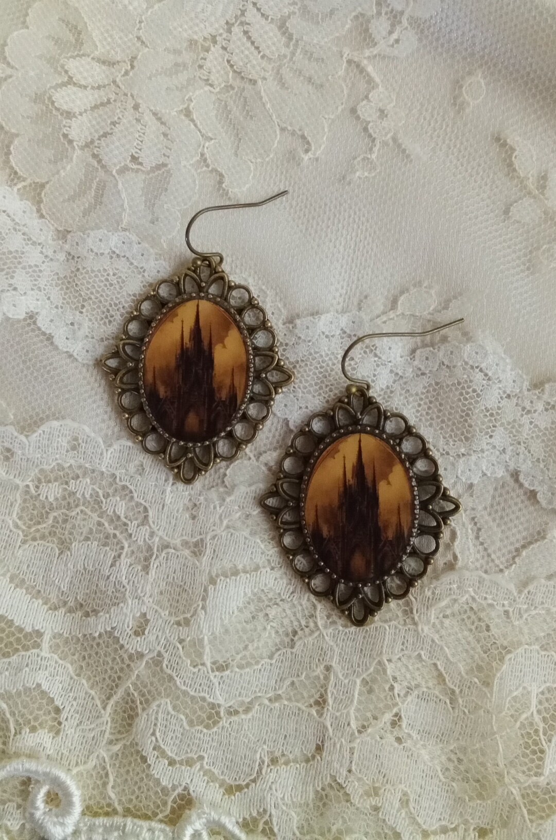 Victorian Gothic Nosferatu Castle, Gothic Earrings, Count Dracula ...