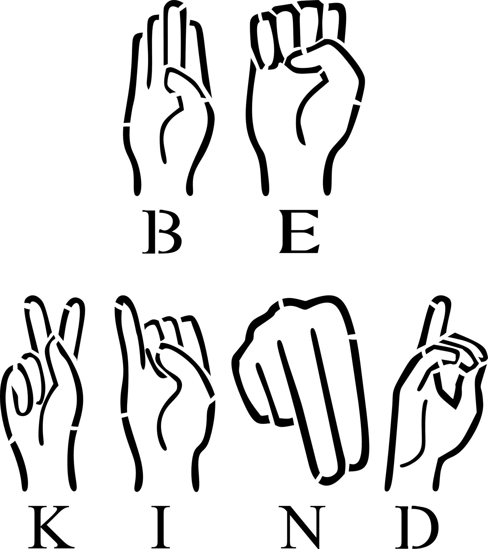 Sign Language Stencil ASL Be Kind Stencil ASL Love Stencil - Etsy