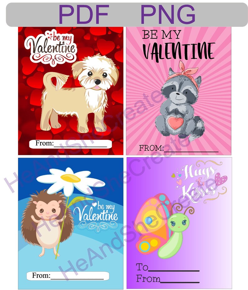 DIGITAL Valentine's Day Cards Printable Valentine's - Etsy