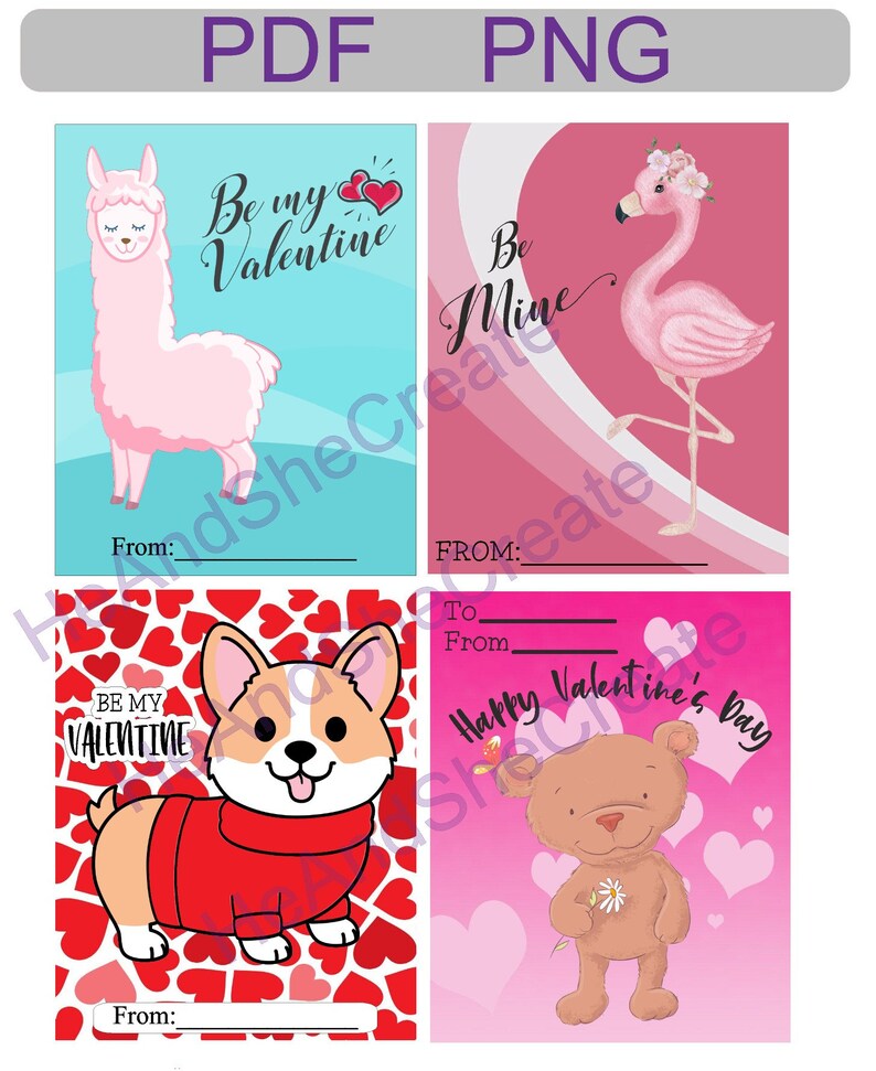DIGITAL Valentine's Day Cards Printable Valentine's - Etsy