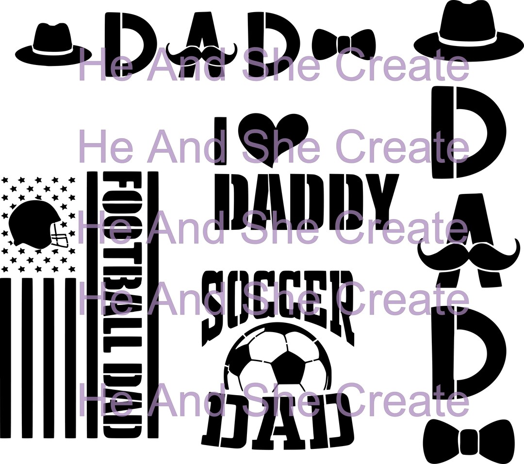DIGITAL Father's Day Stencils, Dad Stencils, Soccer Dad, Football Dad ...