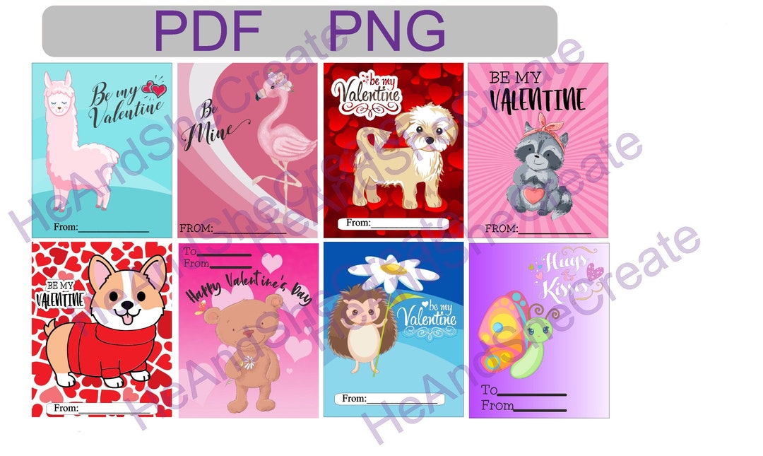 DIGITAL Valentine's Day Cards Printable Valentine's - Etsy