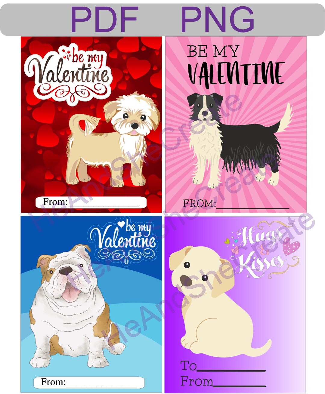 DIGITAL Valentine's Day Cards, Printable Valentine's Cards, Dog ...