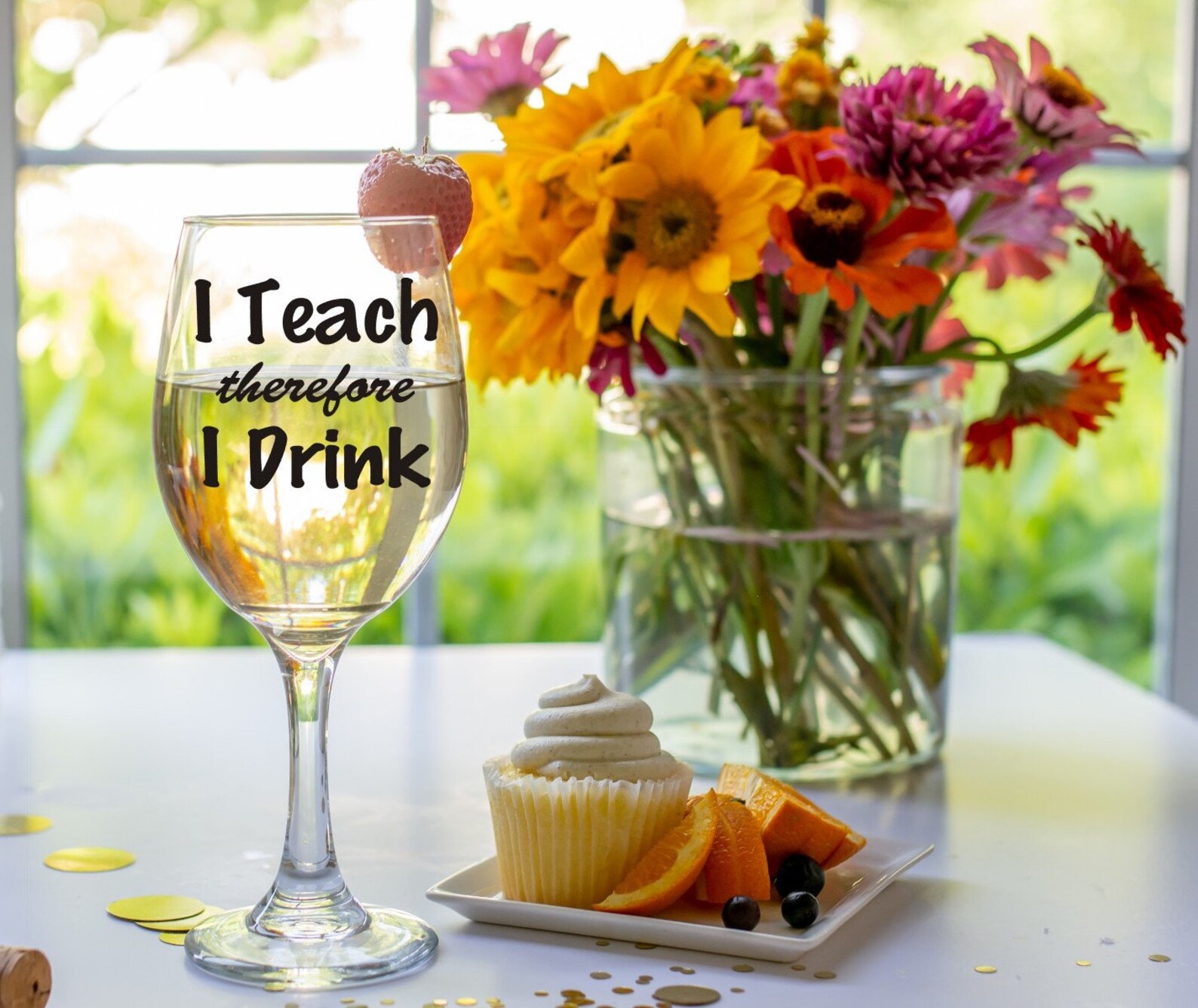 I Teach Therefore I Drink Teacher Wine Glass Teacher Etsy