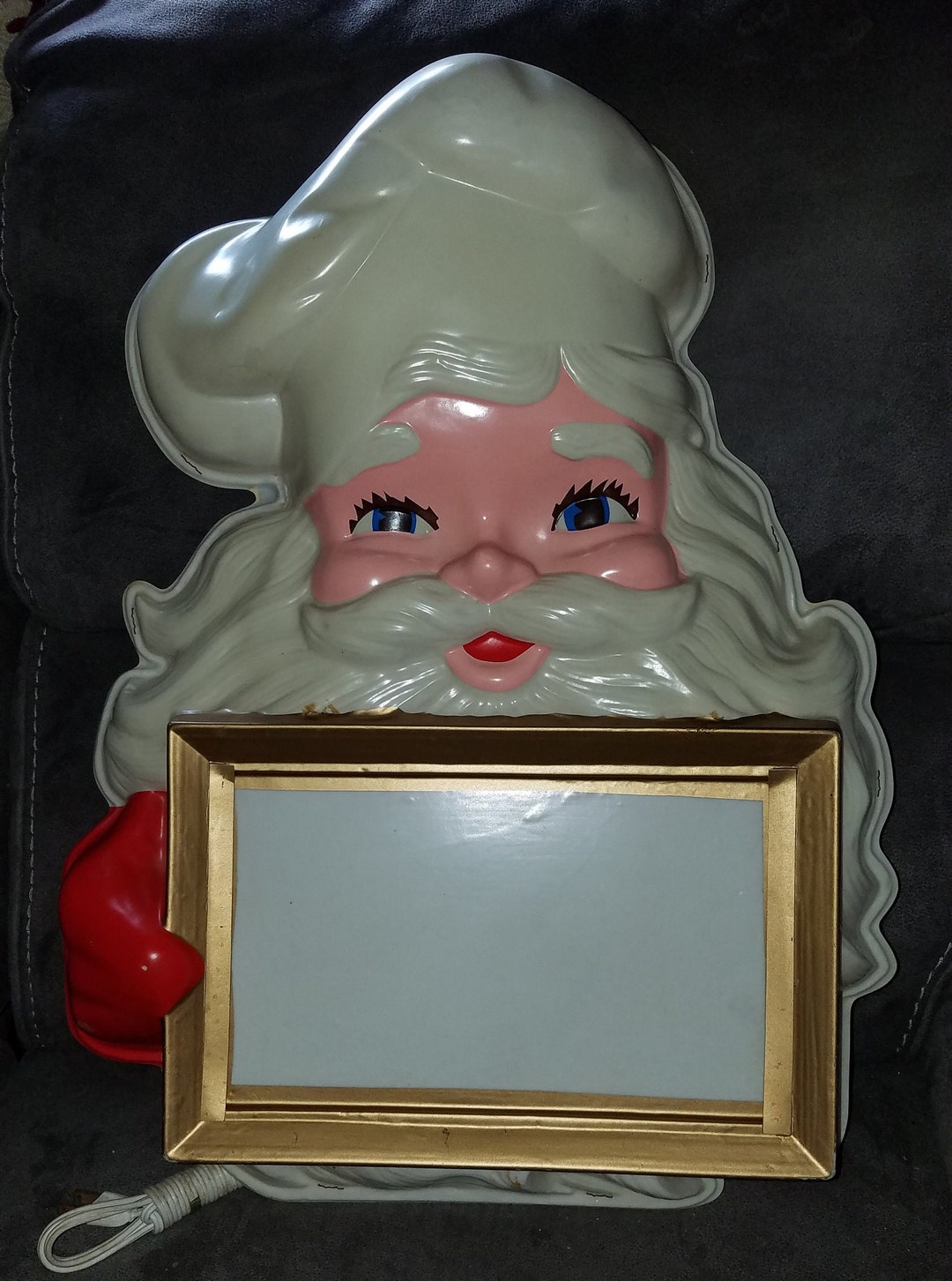 Vintage RARE Plastic Lighted Santa Holding Sign (DRY) - Etsy