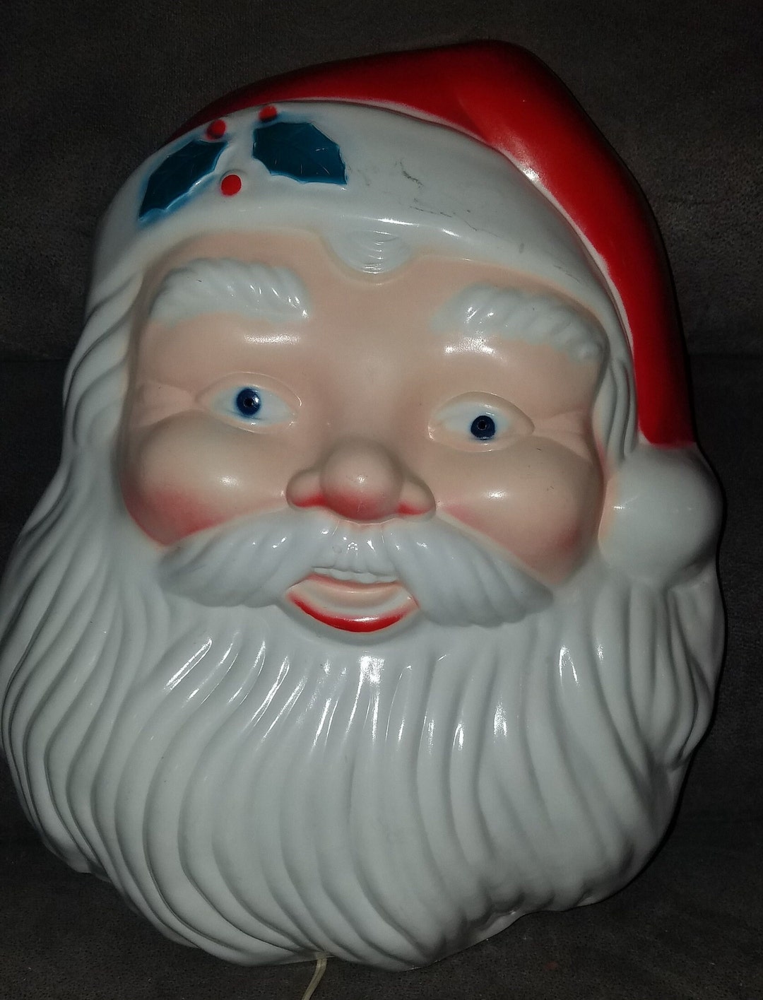 Vintage Plastic Santa Head Light Up - Etsy